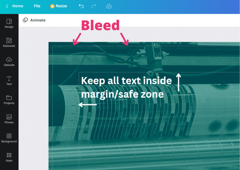 Adding bleed in Canva - BDP Wales